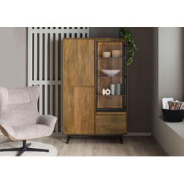 Vitrine Mango / Altholz 110x47x182 schwarz / natur lackiert DAVIS #31