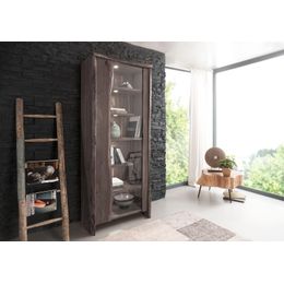 Vitrine Akazie 81x45x204 grau lackiert PURE ACACIA #406
