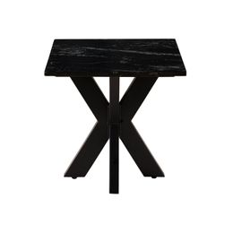 Couchtisch quadratisch 55x55x55 Marmor schwarz / Kreuzgestell Eisen schwarz BARCELONA #415