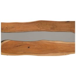 Esstisch Akazie mit Epoxidharz 220x100x76 natur lackiert / Epoxid grau echte Baumkante EPOXY Unikat #4