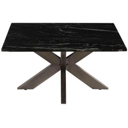 Couchtisch quadratisch 90x90x45 Marmor schwarz / Kreuzgestell Eisen Antik Grau BARCELONA #406