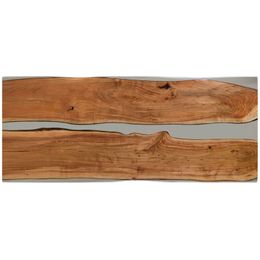 Esstisch Akazie mit Epoxidharz 240x100x76 natur lackiert / Epoxid grau Baumkanten-Optik EPOXY Unikat #6