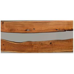 Esstisch Akazie mit Epoxidharz 220x100x76 natur lackiert / Epoxid grau gerade Kante EPOXY Unikat #2