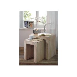 Beistelltisch Akazie 45x35x45 white stone getüncht NATURE WHITE #12