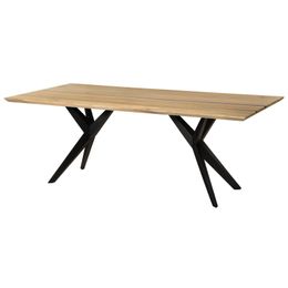 Esstisch Mango 200x100x76 natur lackiert / Epoxid schwarz, Sterngestell anthrazit matt EPOXY