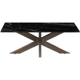 Couchtisch 120x60x45 Marmor schwarz / Kreuzgestell Eisen Antik Grau BARCELONA #404
