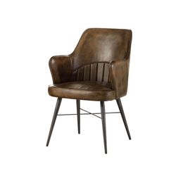 Stuhl Echtleder 55x62x84 dunkelbraun IRON LABEL #30