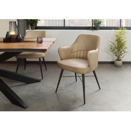 Stuhl Echtleder 55x62x84 beige IRON LABEL #130