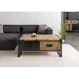 Couchtisch Mango 120x70x50 natur klar lackiert / Metall schwarz BLACKBURN #103