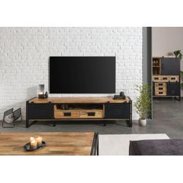 TV-Board Mango 220x45x55 natur klar lackiert / Metall schwarz BLACKBURN #112