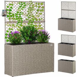 Casaria Polyrattan Blumenkasten mit Rankgitter Creme