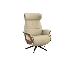 Relaxsessel FLEXLUX "Clement elektrischer Funktionsessel", beige (sandy beige), B:81cm H:111cm T:90cm, 100% Polyester, Sessel, Relaxsessel, Gr&ouml;&szlig;e M, R&uuml;cken & Fu&szlig;teil elektrisch, Akku, Arml. Walnuss, Fu&szlig; schwarz