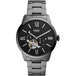 Automatikuhr Fossil "TOWNSMAN Automatic", grau, Armbanduhren, Herren, Armbanduhr, Herrenuhr, mechanische Uhr, Edelstahlarmband