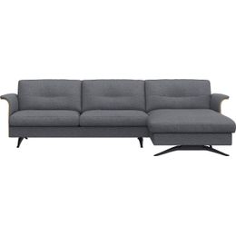 Ecksofa FLEXLUX "Glow, super bequem durch hochwertigem Sitzaufbau mit Federkern, L-Form", blau (navy blau), B:273cm H:81cm T:158cm, 62% Polyester/17%Baumwolle/14%Viscose/7%Leinen, Sofas, Ecksofa, Modernes skandinavisches Design