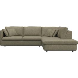 Ecksofa FLEXLUX "Lovane, elegant und zeitlos, bequem, L-Form", gr&uuml;n (fall gr&uuml;n), B:295cm H:84cm T:272cm, 62% Polyester/14% Cotton/7% Linen, Sofas, Ecksofa, Weich & anschmiegsam, gro&szlig;e Sitztiefe auf Kaltschaum, Dekokissen inkl.