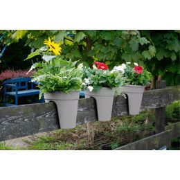 Balkonkasten KHW "Flowerclip", grau, H:27,5cm Ø:27cm, Kunststoff, Polypropylen, Pflanzgefäße, ØxH: 27x27,5 cm