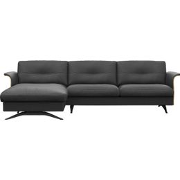 Ecksofa FLEXLUX "Glow, super bequem durch hochwertigem Sitzaufbau mit Federkern, L-Form", schwarz (deep schwarz), B:273cm H:81cm T:158cm, 100% Echteder, Sofas, Ecksofa, Modernes skandinavisches Design