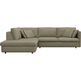 Ecksofa FLEXLUX "Lovane, elegant und zeitlos, bequem, L-Form", gr&uuml;n (fall gr&uuml;n), B:295cm H:84cm T:272cm, 62% Polyester/14% Cotton/7% Linen, Sofas, Ecksofa, Weich & anschmiegsam, gro&szlig;e Sitztiefe auf Kaltschaum, Dekokissen inkl.