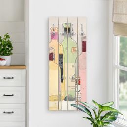 Bilderwelten Wandgarderobe Holzpalette Weinflaschen in Wasserfarbe I