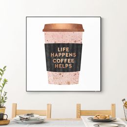 Wechselbild Life Happens Coffee Helps Gold