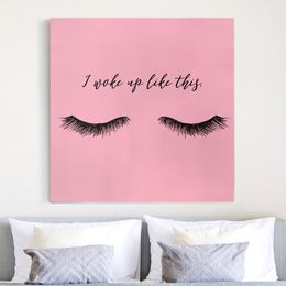 Bilderwelten Leinwandbild - Quadrat Wimpern Chat - Wake up