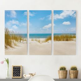 Bilderwelten 3-teiliges Leinwandbild - Querformat Strand an der Nordsee