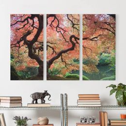Bilderwelten 3-teiliges Leinwandbild - Querformat Japanischer Garten