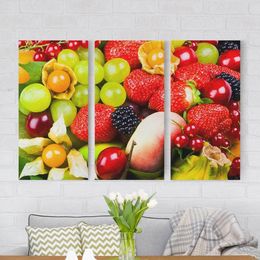 Bilderwelten 3-teiliges Leinwandbild - Querformat Tropical Fruits