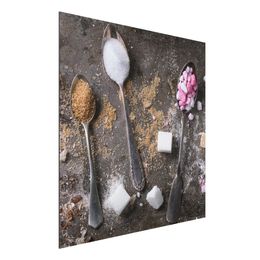 Bilderwelten Alu-Dibond Outdoor Bild Vintage L&ouml;ffel mit Zucker