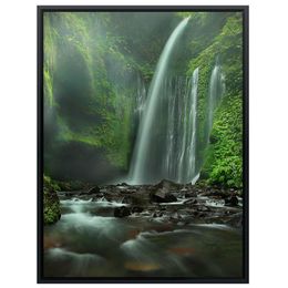 Bilderwelten Leinwandbild - Hochformat Tropischer Wasserfall