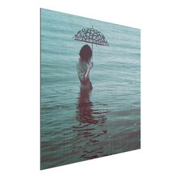 Bilderwelten Alu Dibond Outdoor Bild Portrait einzigartig Motiv wetterfest - Spaziergang im Wasser - Deko Wohnzimmer Schlafzimmer