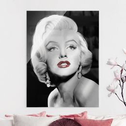 Bilderwelten Glasbild - Hochformat Marilyn mit Ohrschmuck