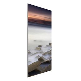 Bilderwelten Alu-Dibond Outdoor Bild Sonnenuntergang im Nebel