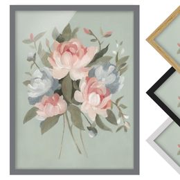 Bilderwelten Bild mit Rahmen - Hochformat Bouquet in Pastell I