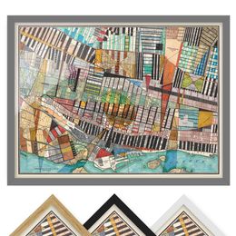 Bilderwelten Bild mit Rahmen - Querformat Moderne Karte von Montreal
