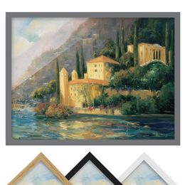Bilderwelten Bild mit Rahmen - Querformat Italienische Landschaft - Landhaus