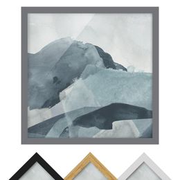 Bilderwelten Bild mit Rahmen - Quadrat Wogen in Blau II