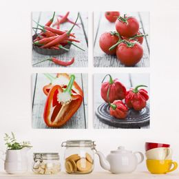 Bilderwelten Leinwandbild Kulinarisch modern Kunstdruck rot - Rotes Gem&uuml;se - Wandbild XXL K&uuml;che