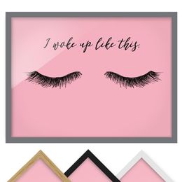 Bilderwelten Bild mit Rahmen - Querformat Wimpern Chat - Wake up