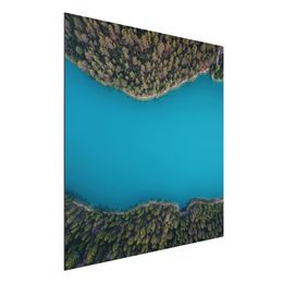 Bilderwelten Alu-Dibond Outdoor Bild Luftbild - Tiefblauer See