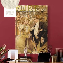 Bilderwelten Leinwandbild - Hochformat Alfons Mucha - Werbeplakat f&uuml;r Flirt Biscuits