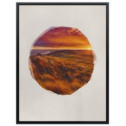 Bilderwelten Leinwandbild - Hochformat Wasserfarben - Sonnenaufgang am Strand auf Sylt