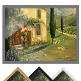 Bilderwelten Bild mit Rahmen - Querformat Italienische Landschaft - Zypresse