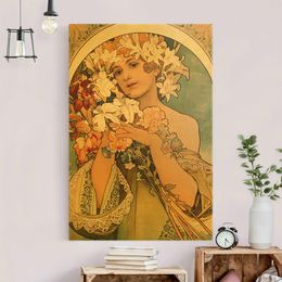 Bilderwelten Leinwandbild - Hochformat Alfons Mucha - Blume