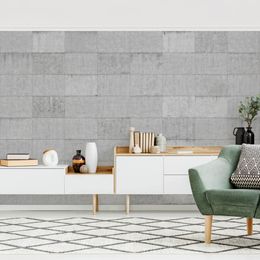 Bilderwelten Fototapete Vliestapete Motiv 3D-Effekt einzigartig - Beton Ziegeloptik grau - Beton Wohnzimmer Schlafzimmer