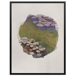 Bilderwelten Leinwandbild - Hochformat Wasserfarben - Claude Monet - Seerosen