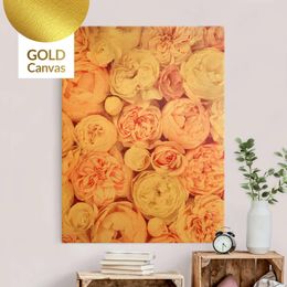 Bilderwelten Leinwandbild - Hochformat Rosen Ros&eacute; Koralle Shabby