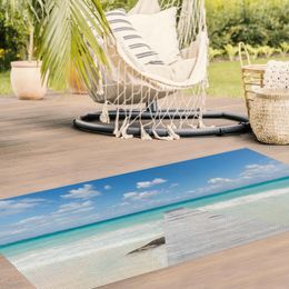 Vinylteppich - Steg ins Meer - Motiv blau Strand 3D-Effekt Steg K&uuml;che Badezimmer Flur
