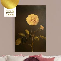 Bilderwelten Leinwandbild - Hochformat Barbara Regina Dietzsch - Essig-Rose mit Hummel