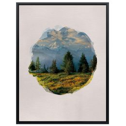 Bilderwelten Leinwandbild - Hochformat Wasserfarben - &Eacute;mosson Wallis Schweiz